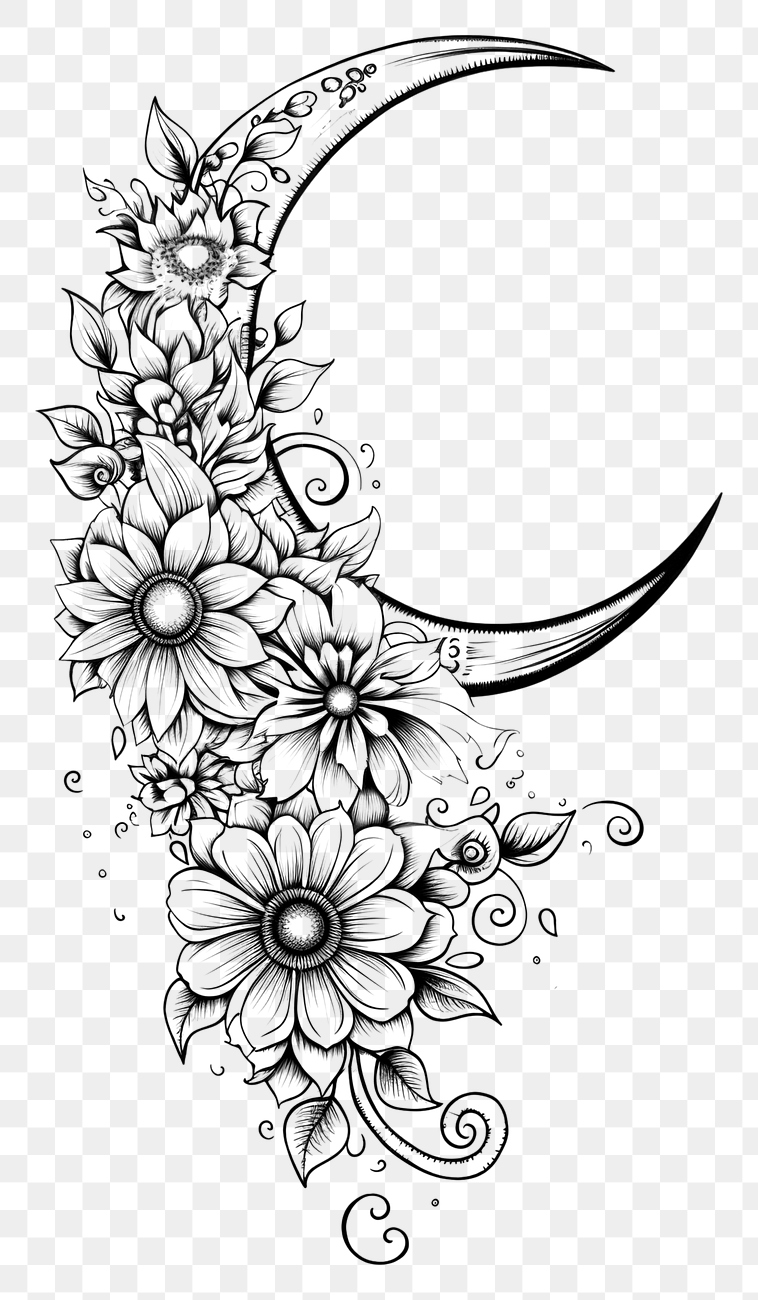 PNG Half moon sketch pattern | Premium PNG - rawpixel