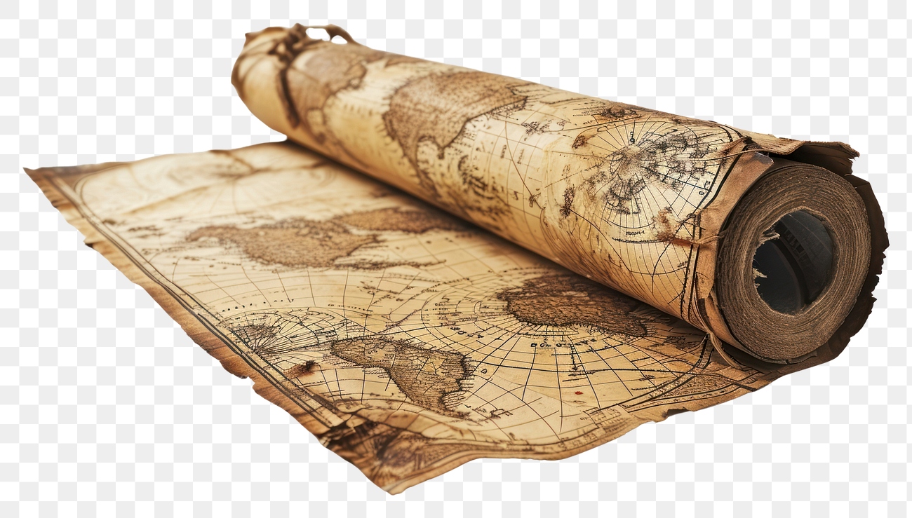 PNG old vintage map roll | Premium PNG - rawpixel