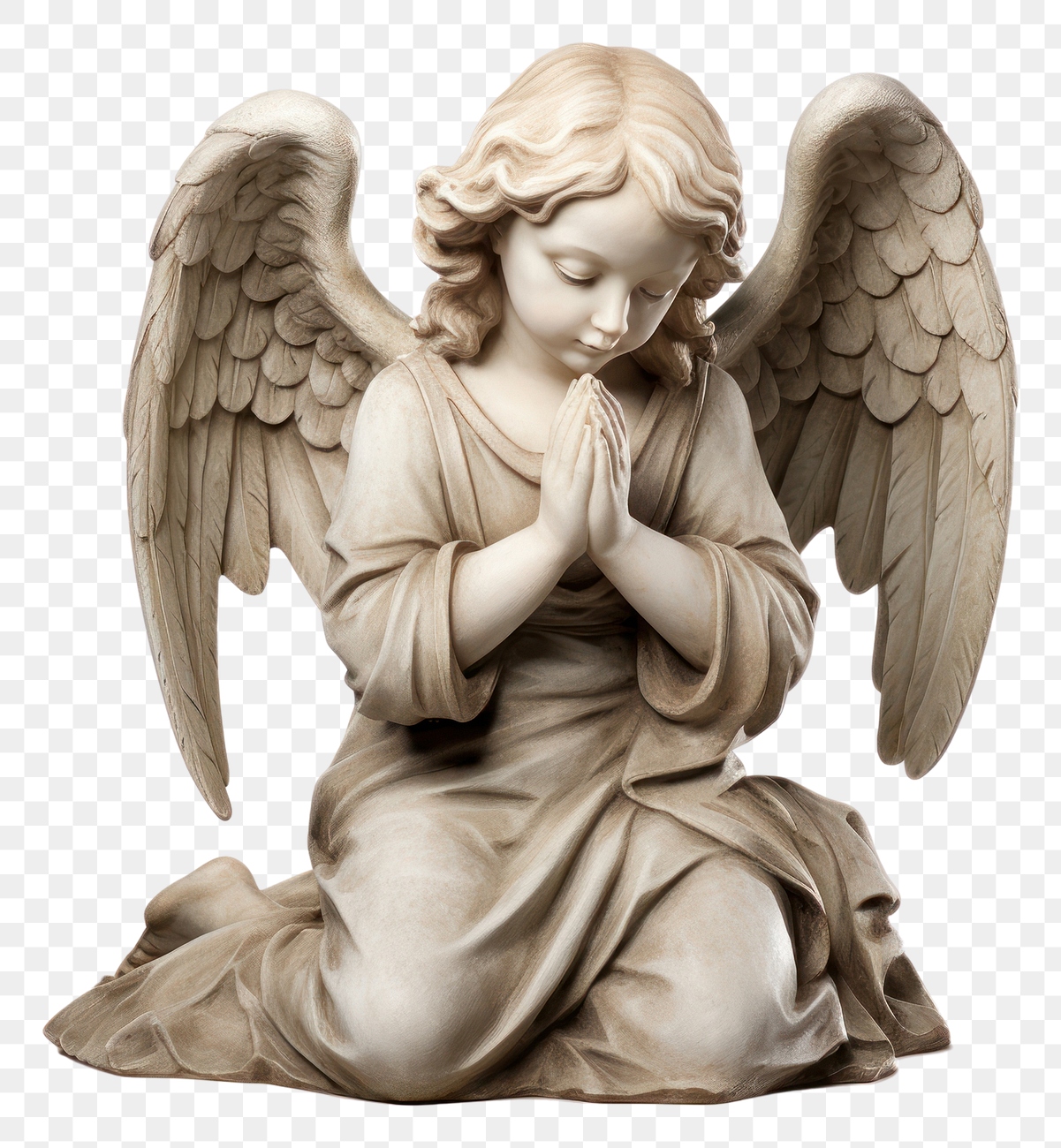 PNG Adoring kneeling angel statue | Free PNG - rawpixel