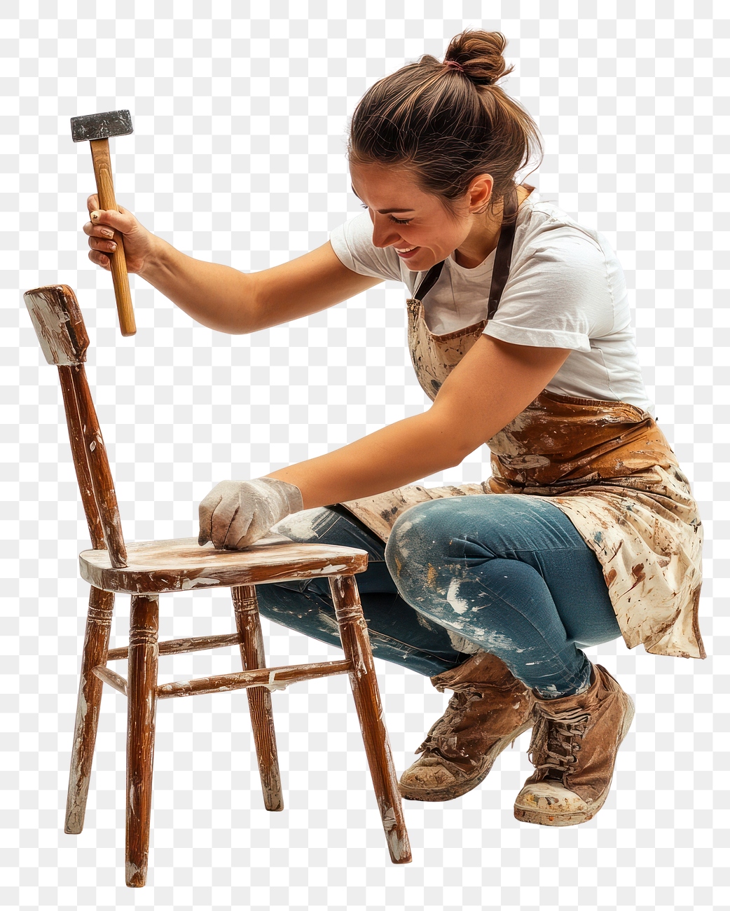 PNG Women crouching hammer woman | Free PNG - rawpixel