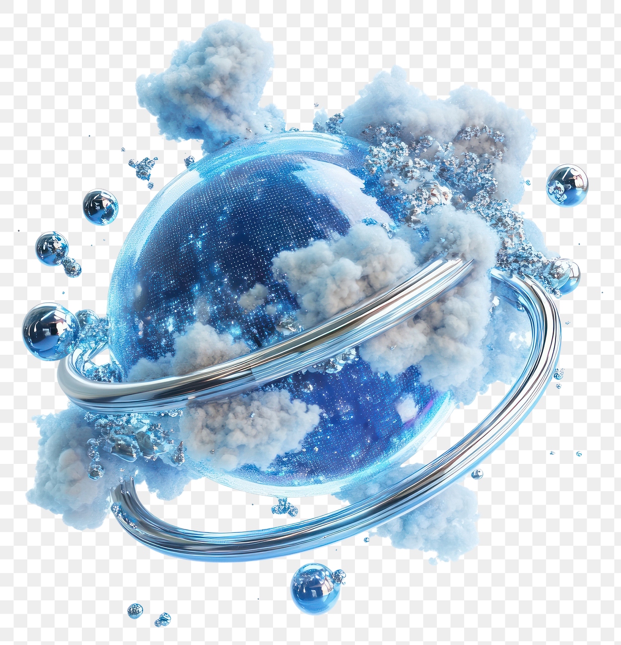 PNG lively floating digital planet | Premium PNG - rawpixel