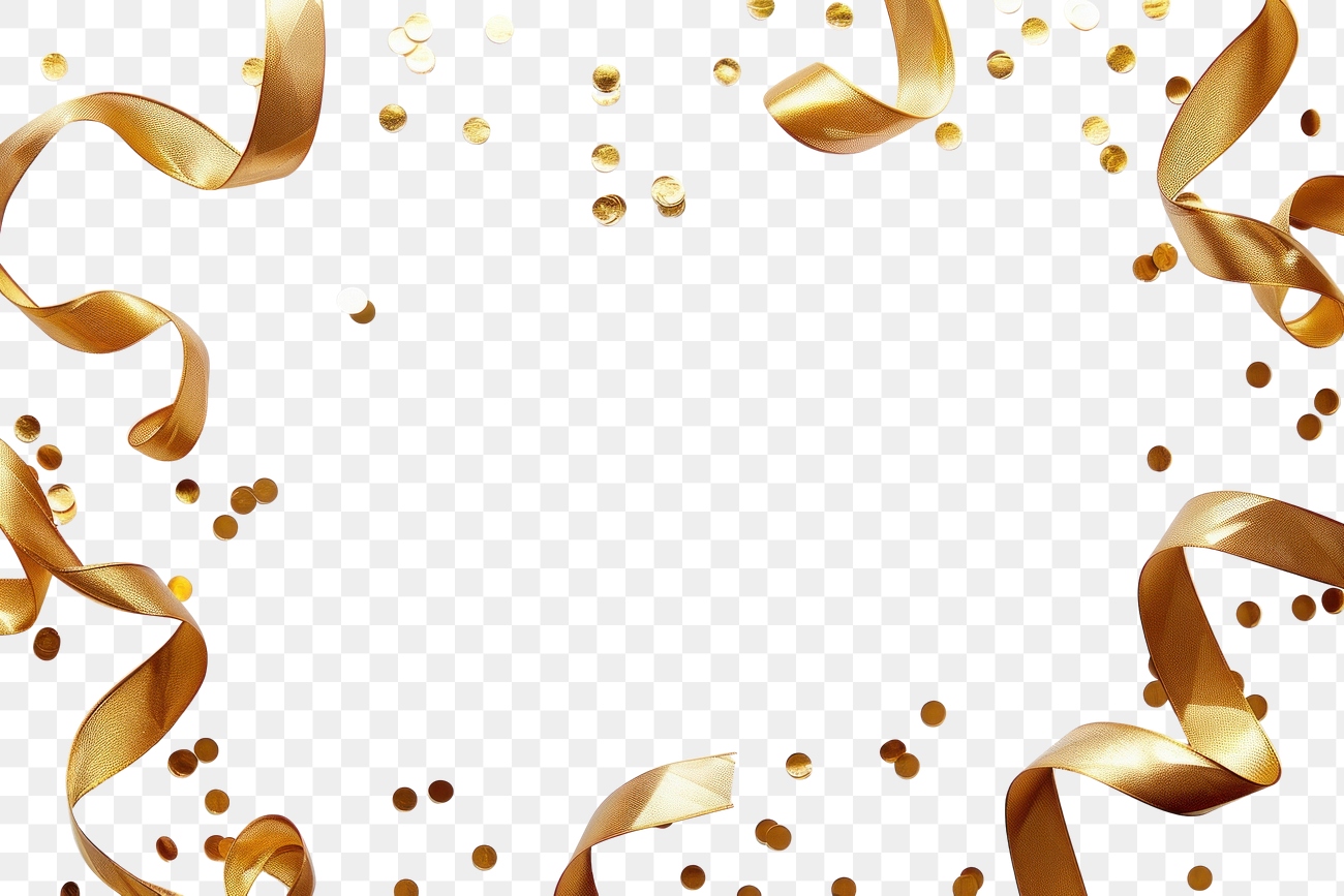 PNG Gold ribbons confetti background | Free PNG - rawpixel
