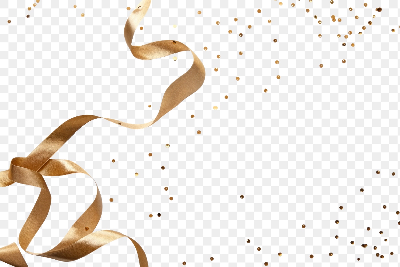 PNG Gold ribbons confetti background | Free PNG - rawpixel
