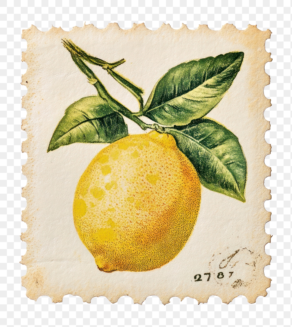 PNG Lemon postage stamp vintage | Free PNG - rawpixel