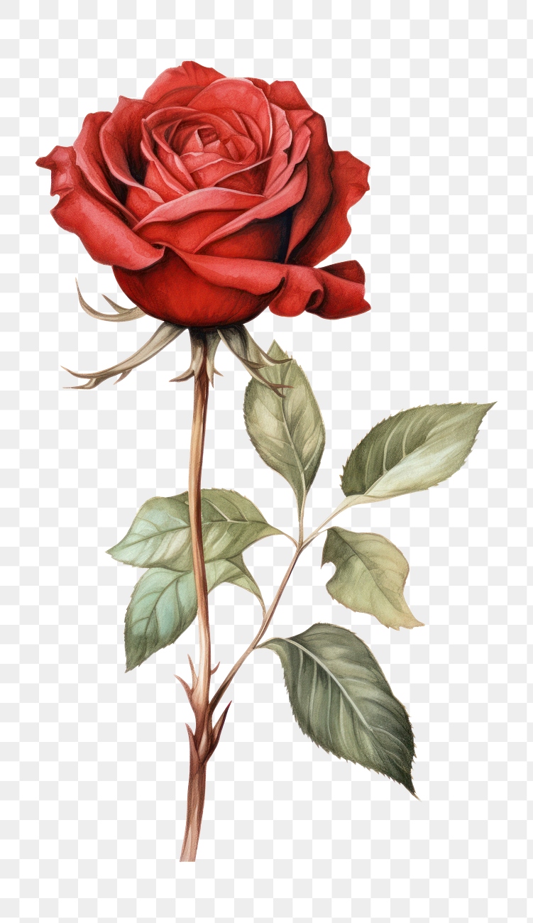 PNG Red rose illustration botanical | Free PNG - rawpixel