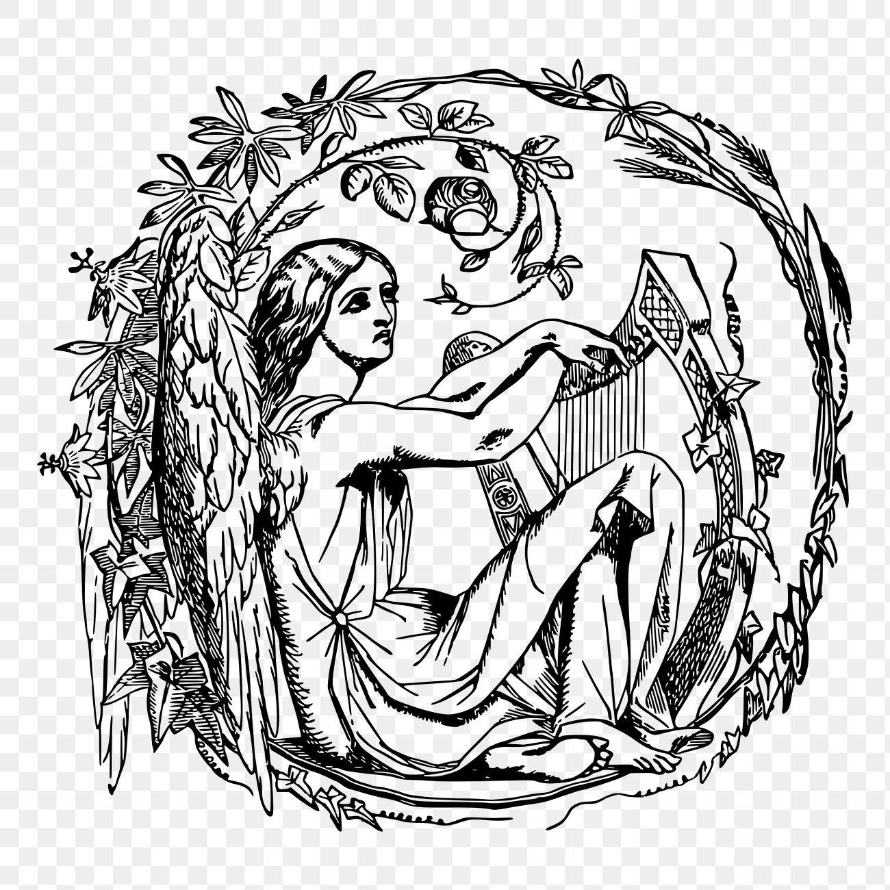 Angel badge png sticker illustration, | Free PNG - rawpixel