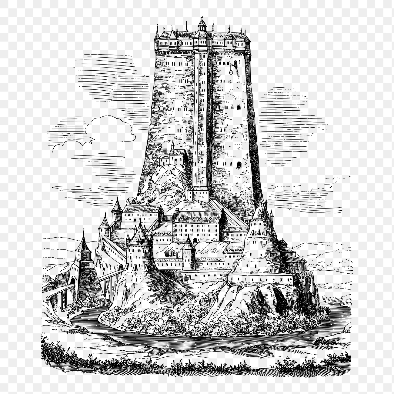 Tower castle png sticker illustration, | Free PNG - rawpixel