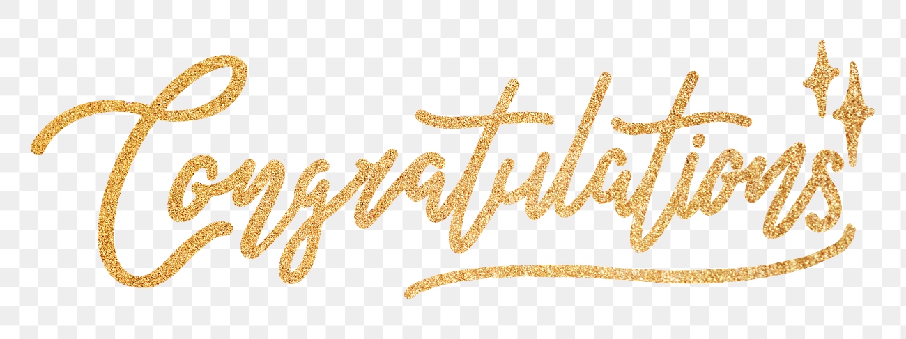 Congratulations png word, gold glittery | Premium PNG - rawpixel