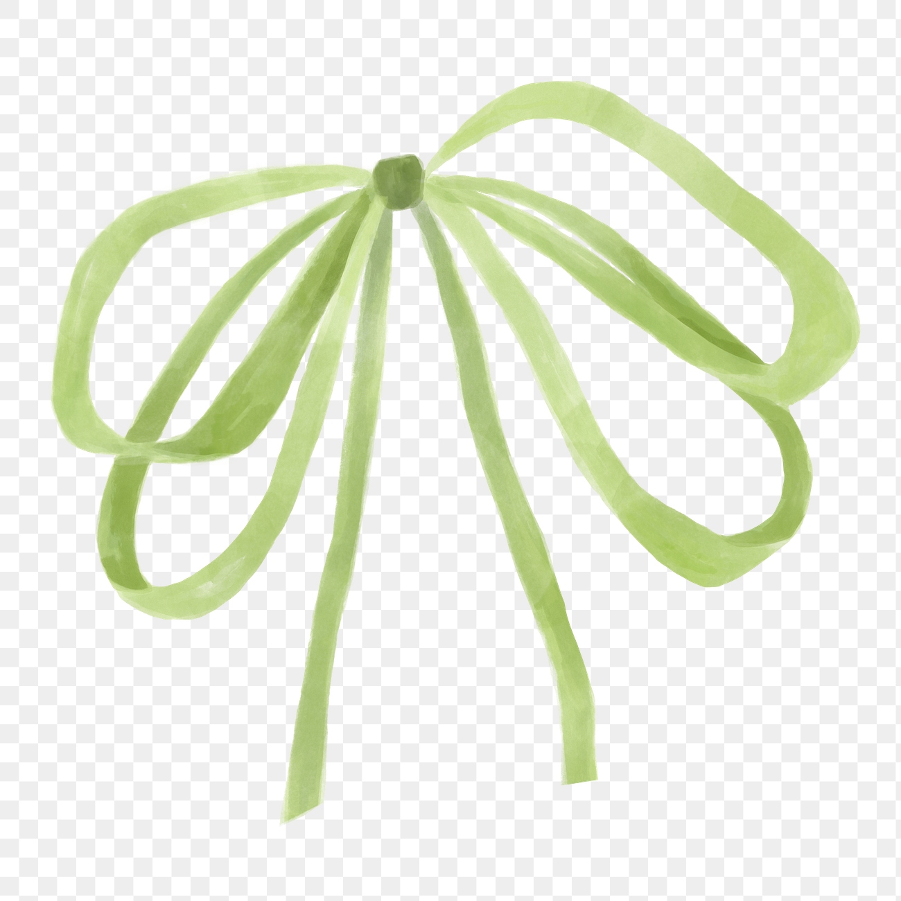 Green bow png sticker, watercolor | Premium PNG - rawpixel