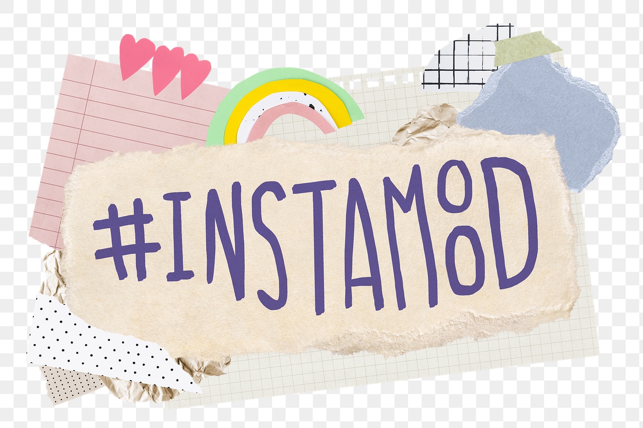#Instamood png word sticker typography, | Free PNG - rawpixel