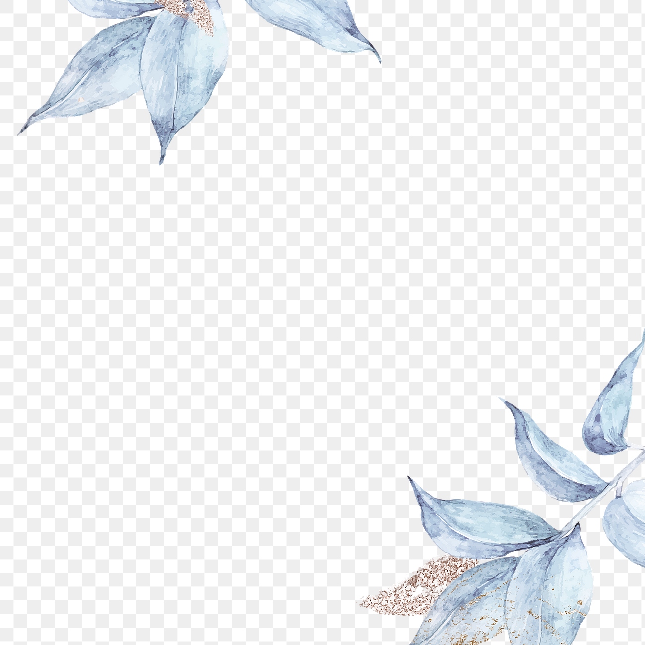 Blue leaf png border, watercolor | Premium PNG - rawpixel