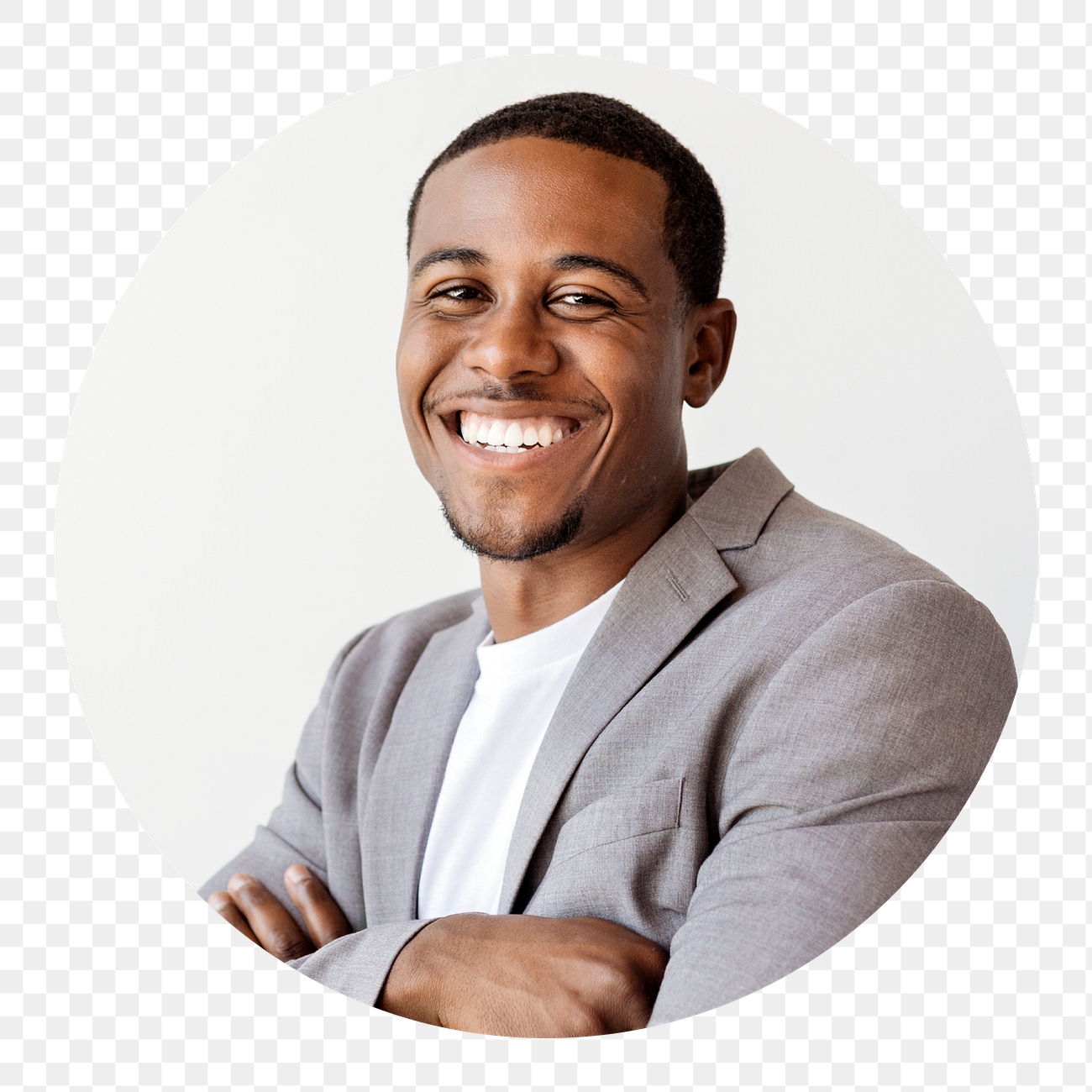 Happy businessman png sticker, round | Premium PNG - rawpixel