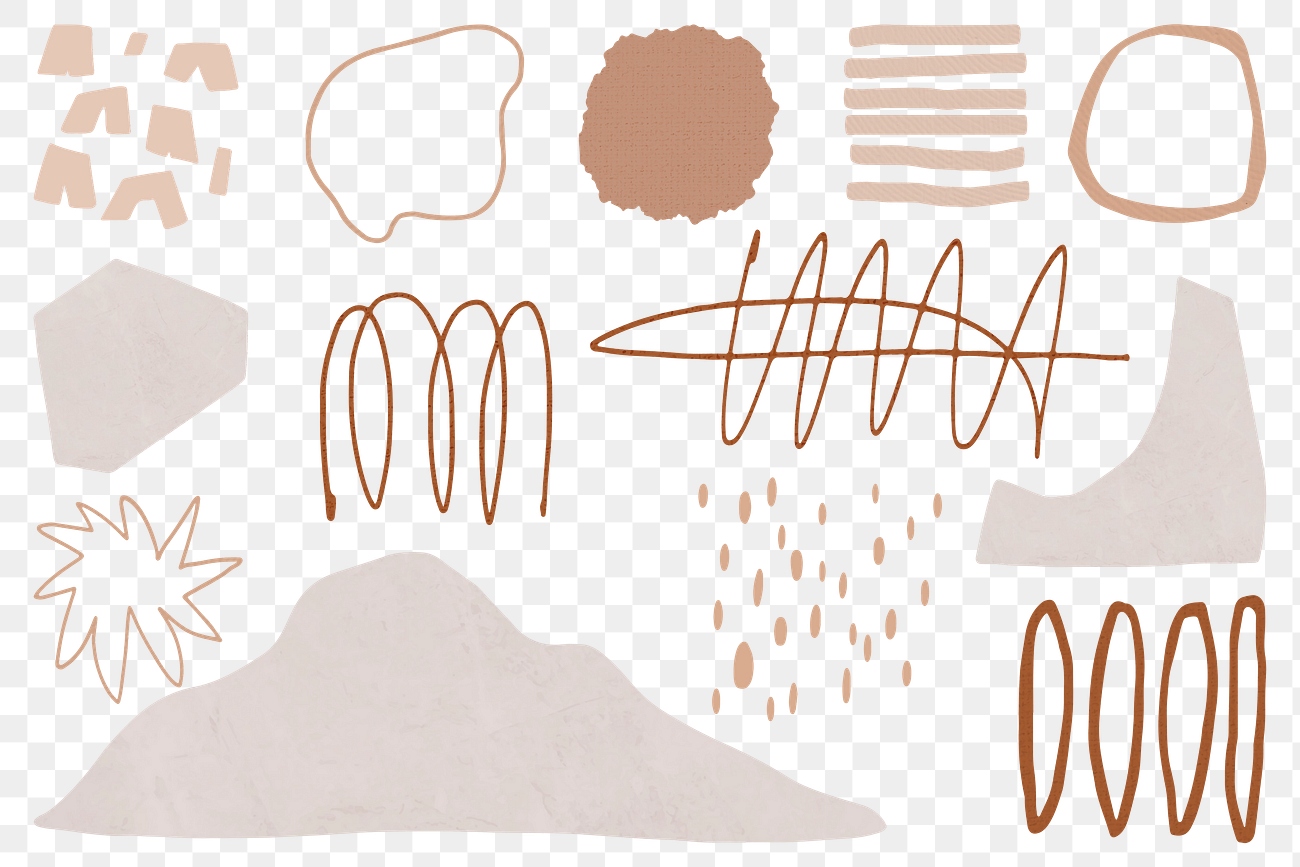 Beige doodle png memphis set, | Premium PNG - rawpixel