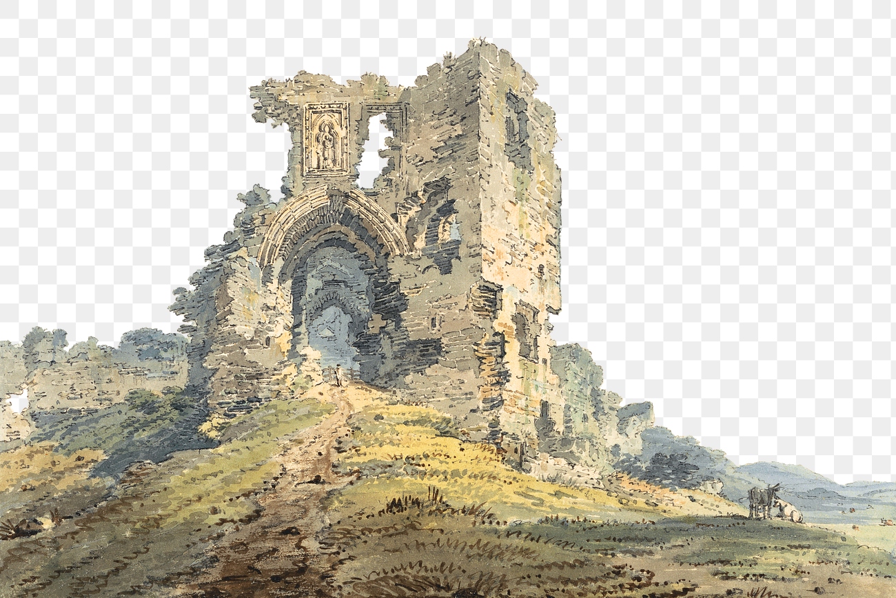 Denbigh Castle png border, vintage | Premium PNG - rawpixel