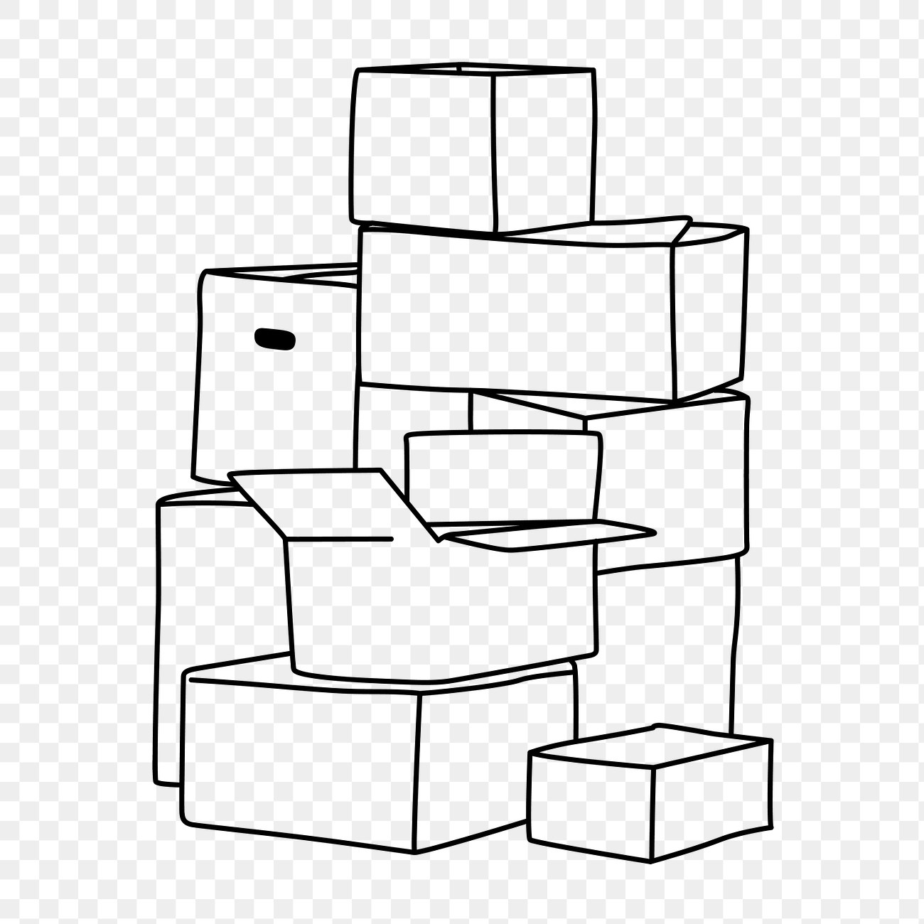 Stacked moving boxes png line | Premium PNG - rawpixel
