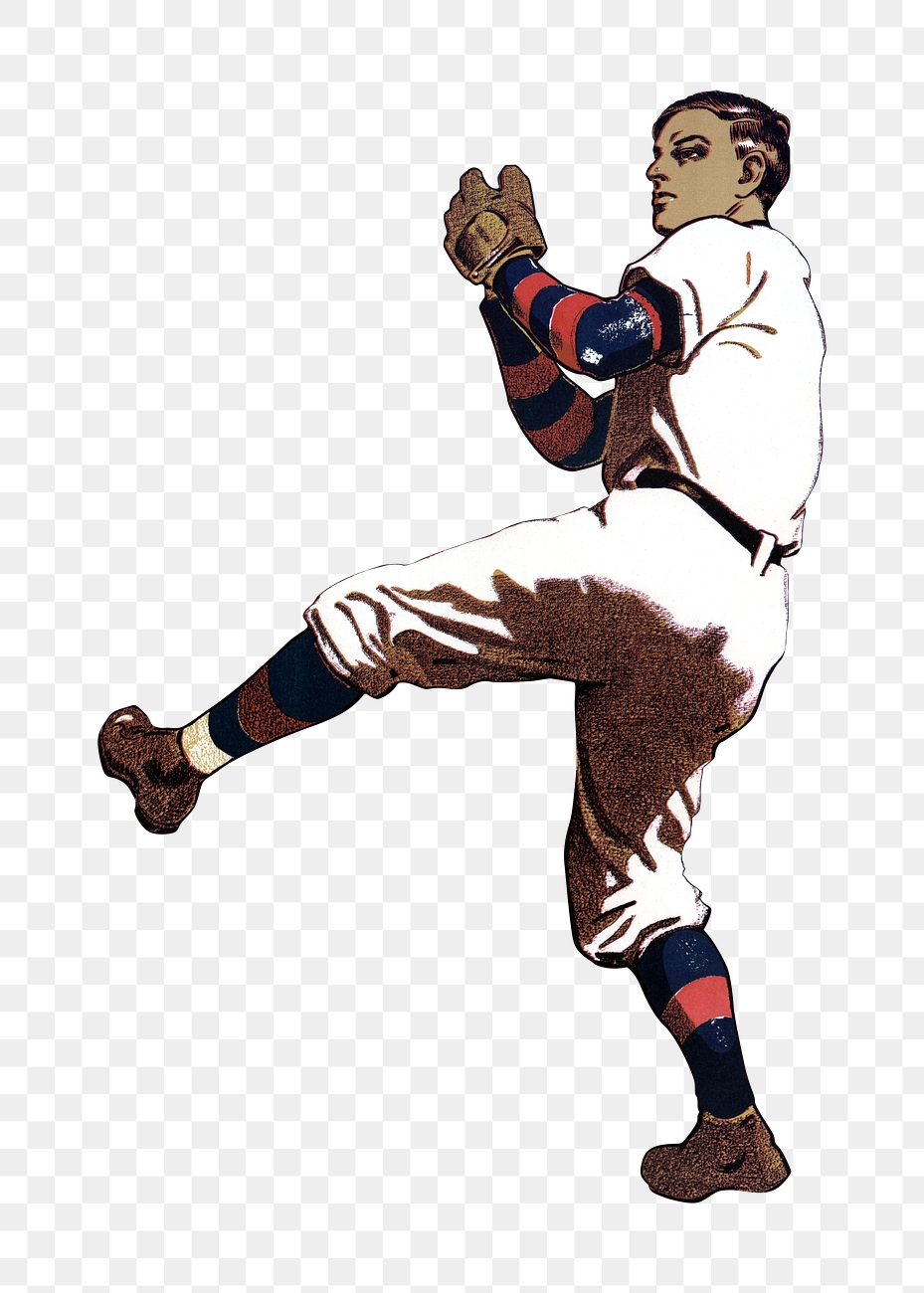 Baseball pitcher png chromolithograph art, | Premium PNG Illustration ...