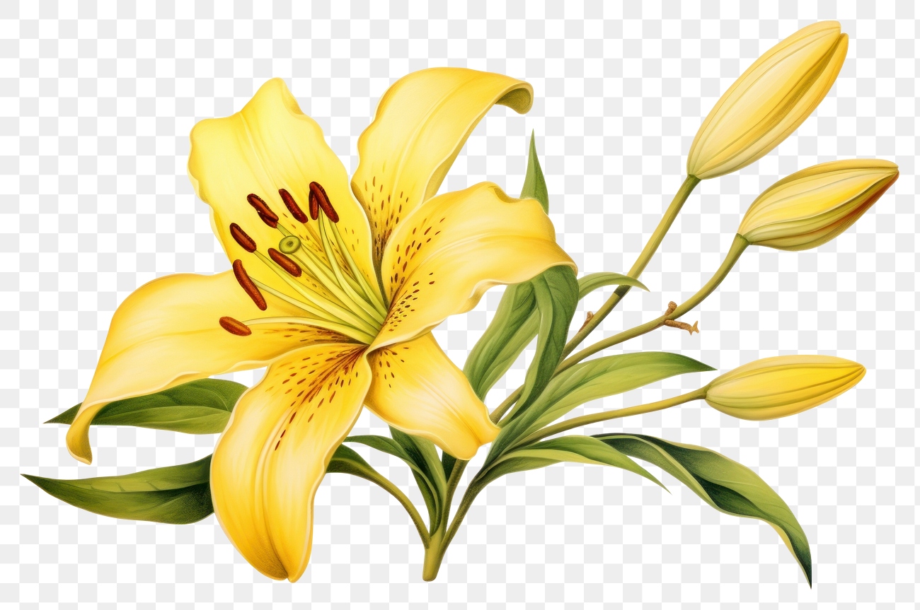 PNG Flower lily yellow plant. | Free PNG - rawpixel