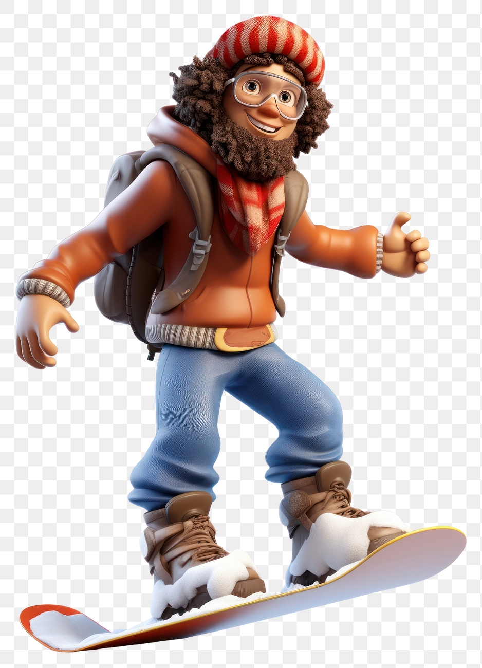 PNG Snowboarding figurine cartoon toy | Free PNG - rawpixel