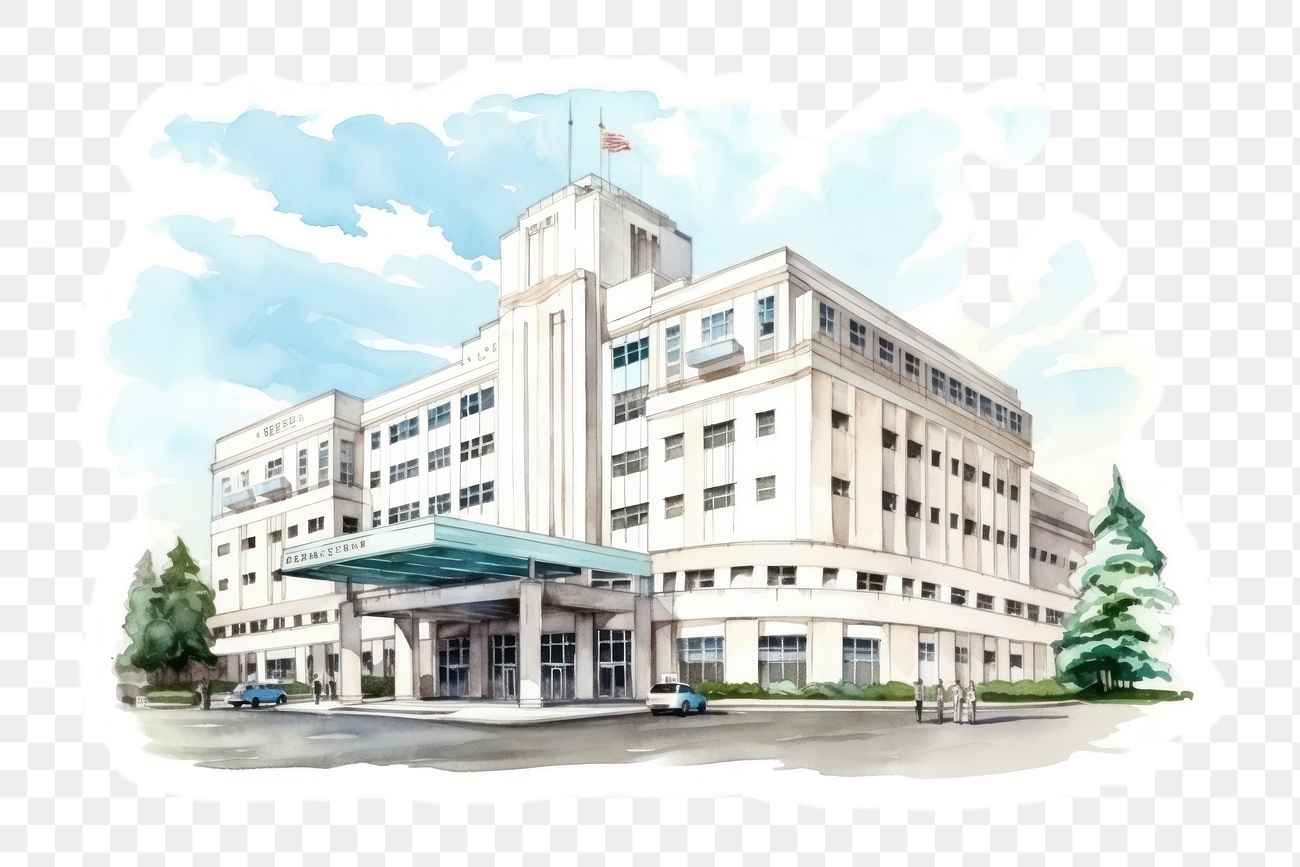 PNG watercolor illustration hospital, isolated | Premium PNG - rawpixel