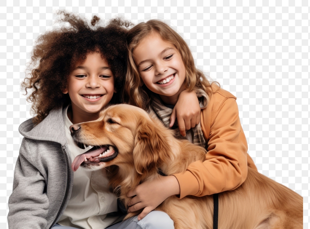 PNG Kids hugging dog laughing | Premium PNG - rawpixel