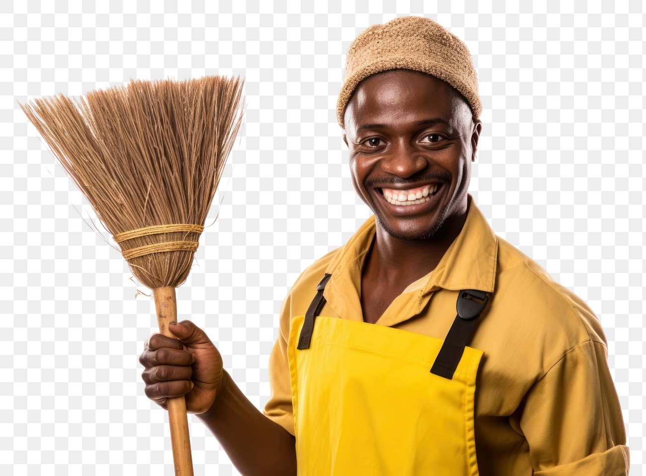 PNG African cleaner broom smiling | Premium PNG - rawpixel