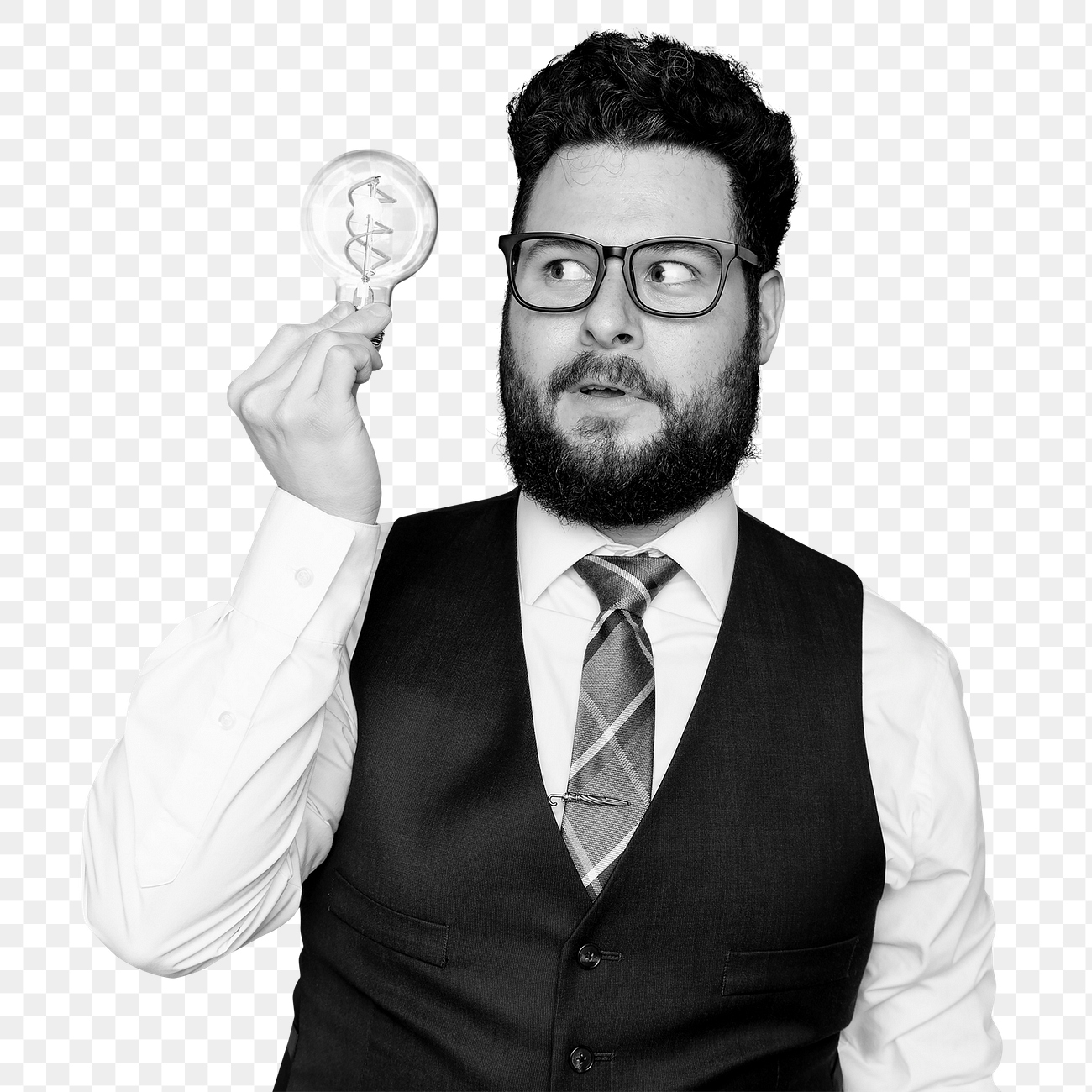 Genius professor png b&w element, | Premium PNG - rawpixel