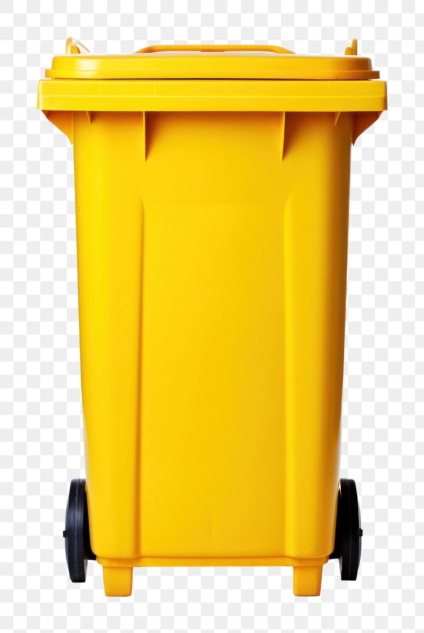 PNG Yellow trash bin white | Premium PNG - rawpixel