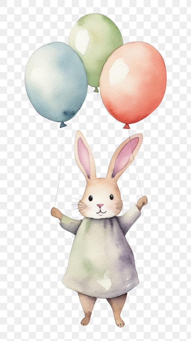 PNG Rabbit success balloon cartoon | Premium PNG - rawpixel