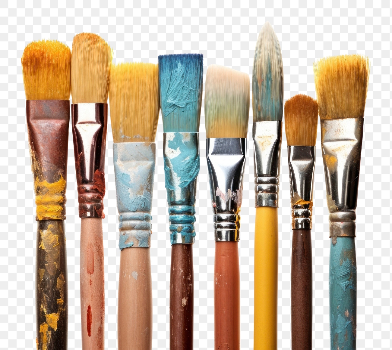 PNG Row artist paintbrushes closeup | Premium PNG - rawpixel