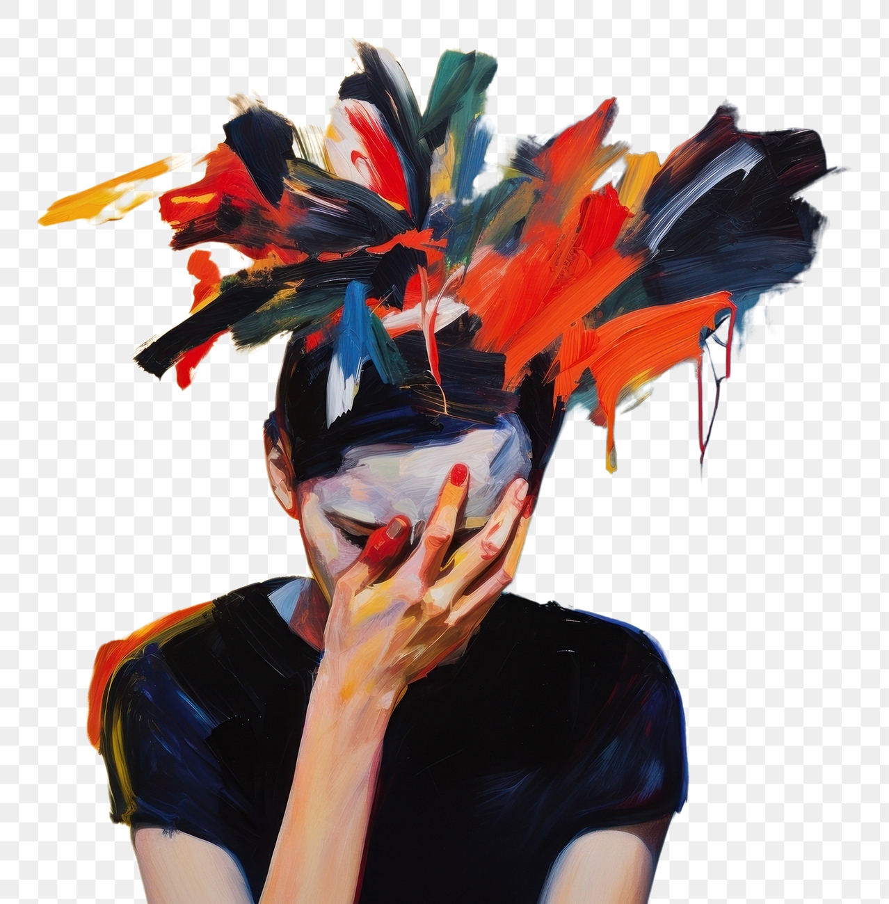 PNG Woman flower head painting | Premium PNG - rawpixel