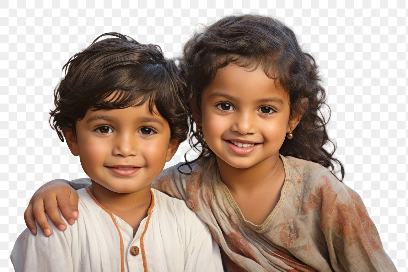 PNG Smiling 2 indian children | Free PNG - rawpixel