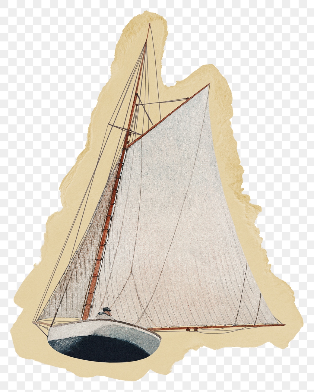 Sailboat png sticker, ripped paper, | Premium PNG - rawpixel