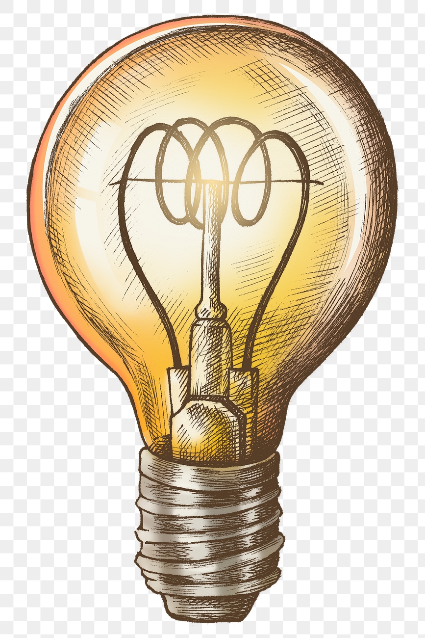 Light bulb vintage cartoon clipart png | Free stock illustration | High ...