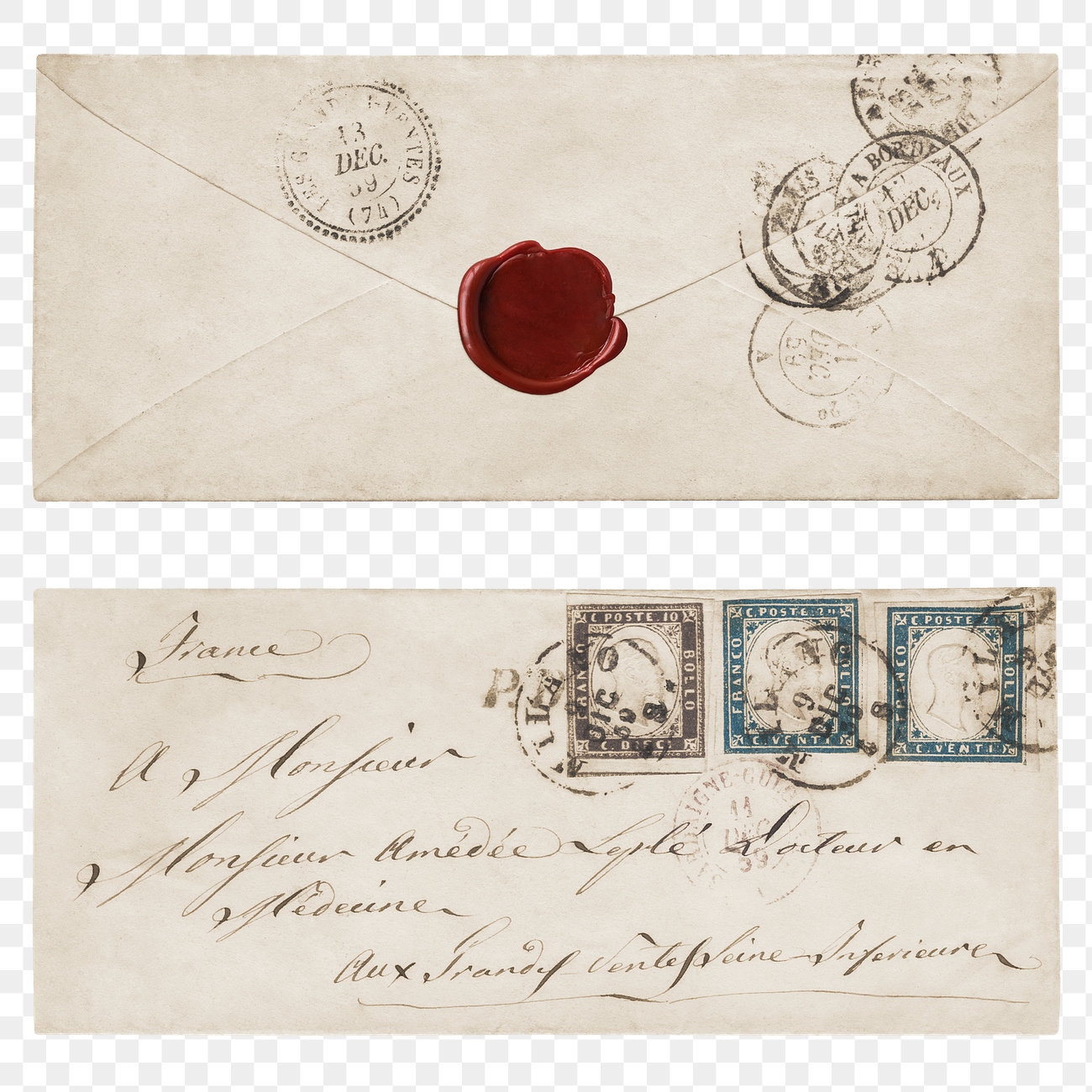 Antique envelope png, postmark stamps | Free PNG - rawpixel