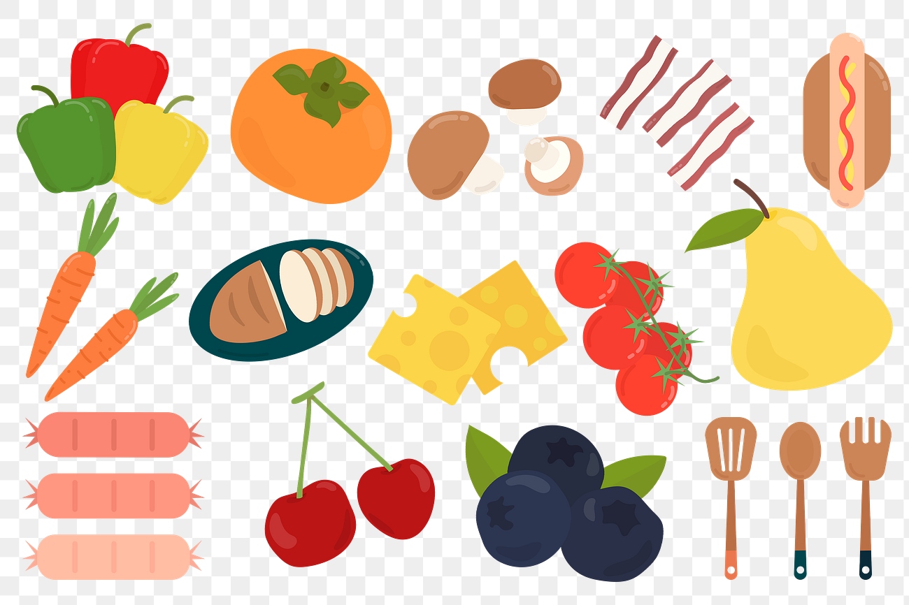 Png colorful food cartoon sticker set | Free stock illustration | High ...