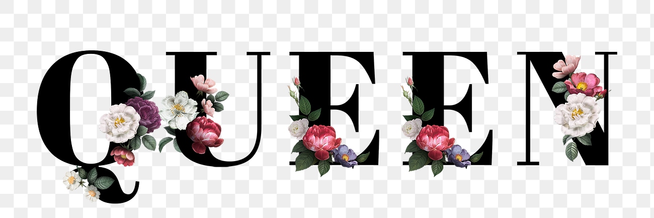 Floral queen word typography design | Free PNG Sticker - rawpixel