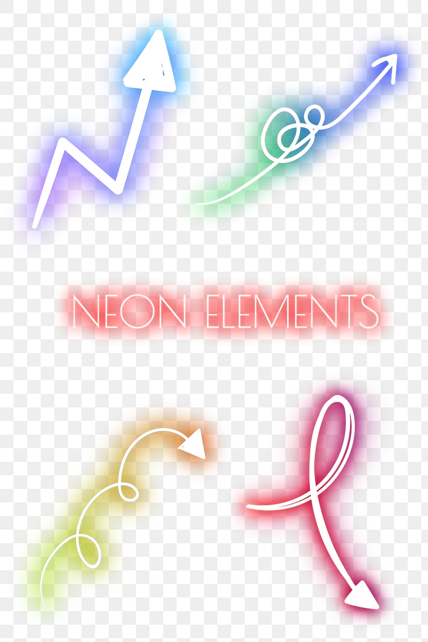 Neon arrows sign set design | Free PNG Sticker - rawpixel