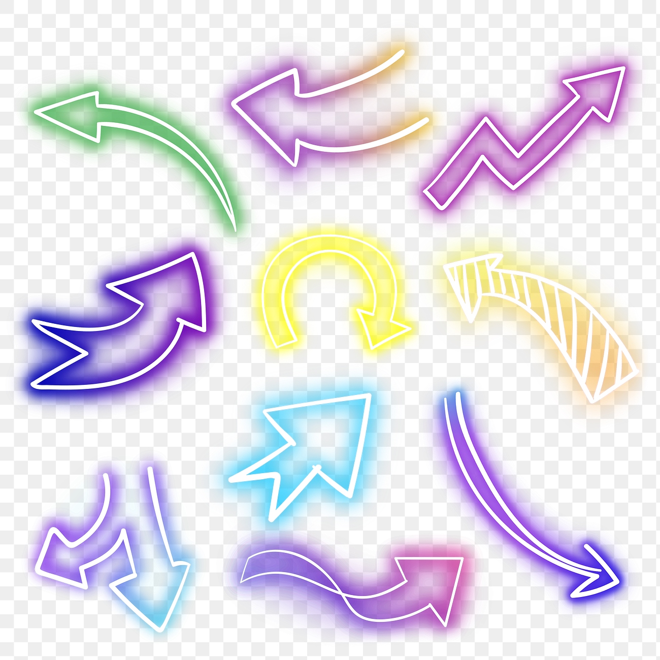 Neon arrows sign set design element | Free stock illustration | High ...