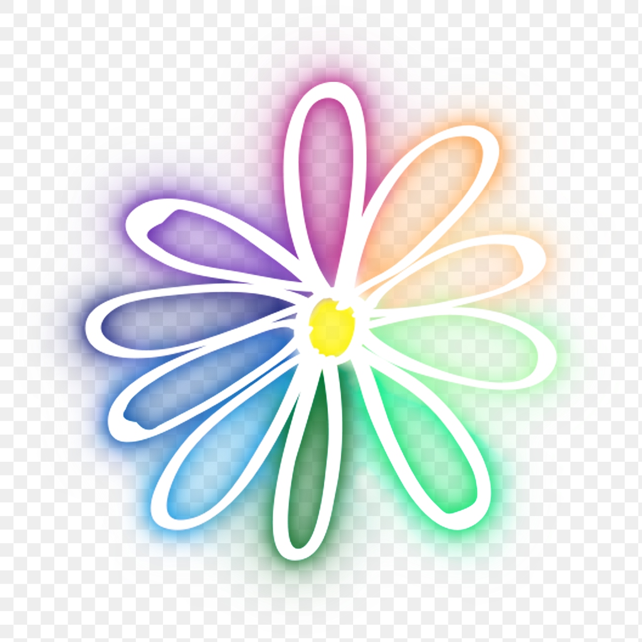 Png neon daisy flower glowing | Premium PNG Sticker - rawpixel