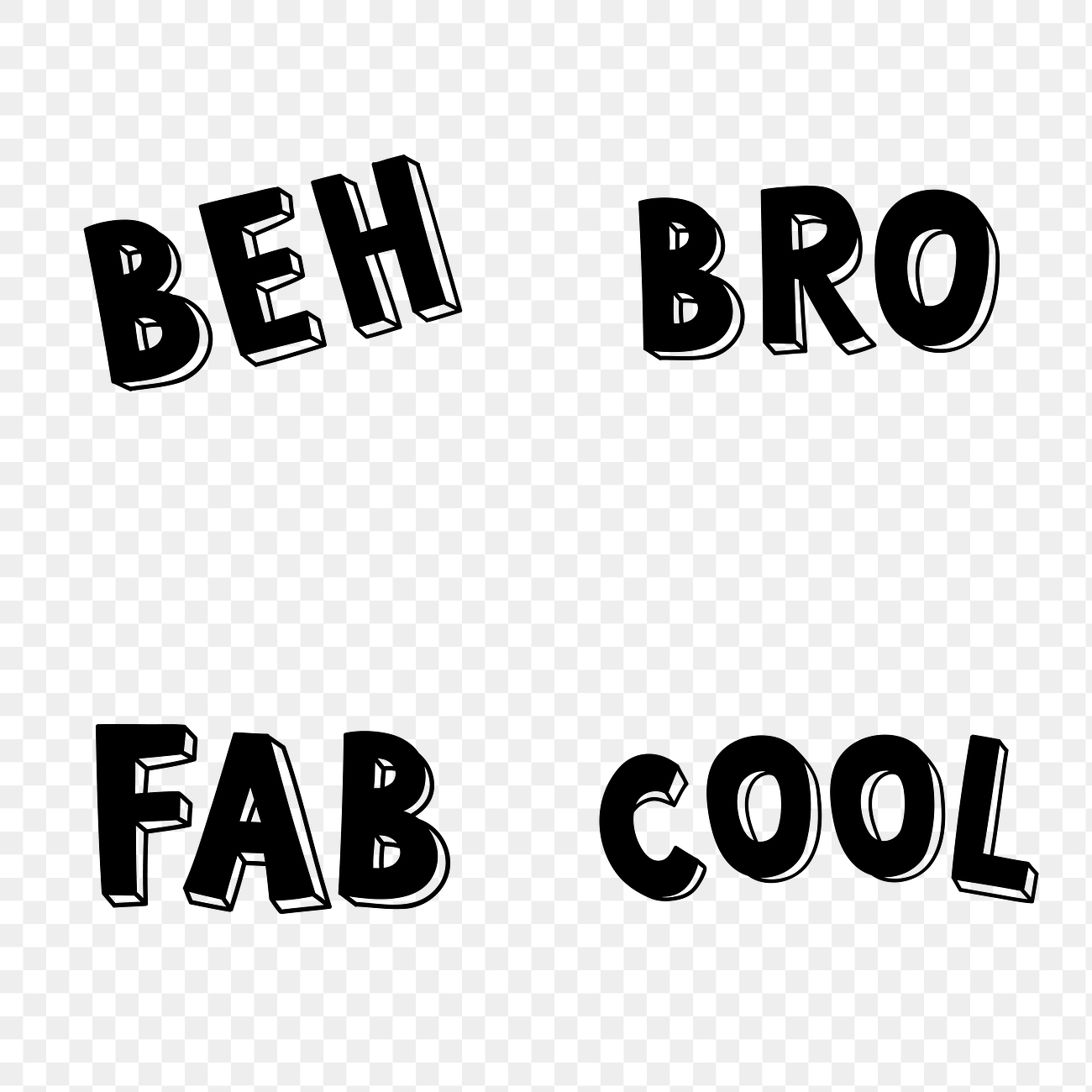 Cool png words set calligraphy | Free PNG - rawpixel