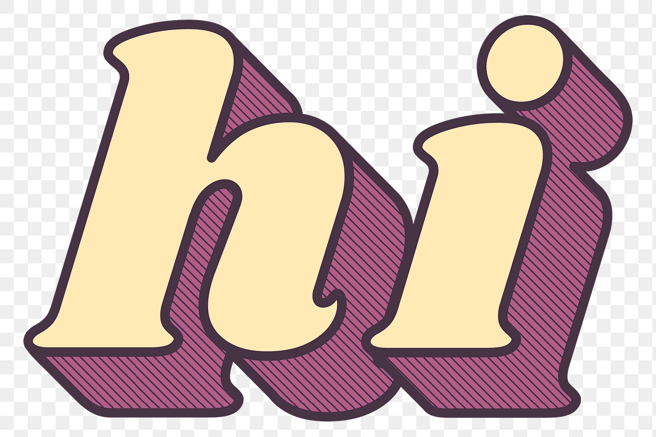 Hi word png retro shadow | Free PNG Sticker - rawpixel