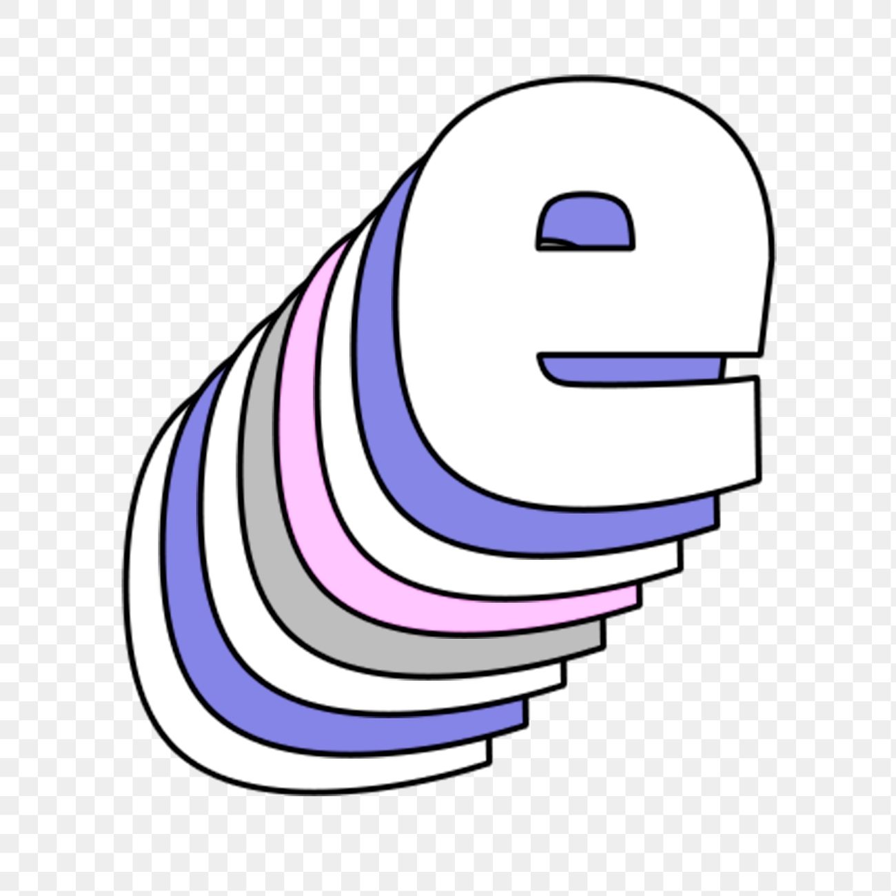 Layered letter e png pastel | Free PNG Sticker - rawpixel