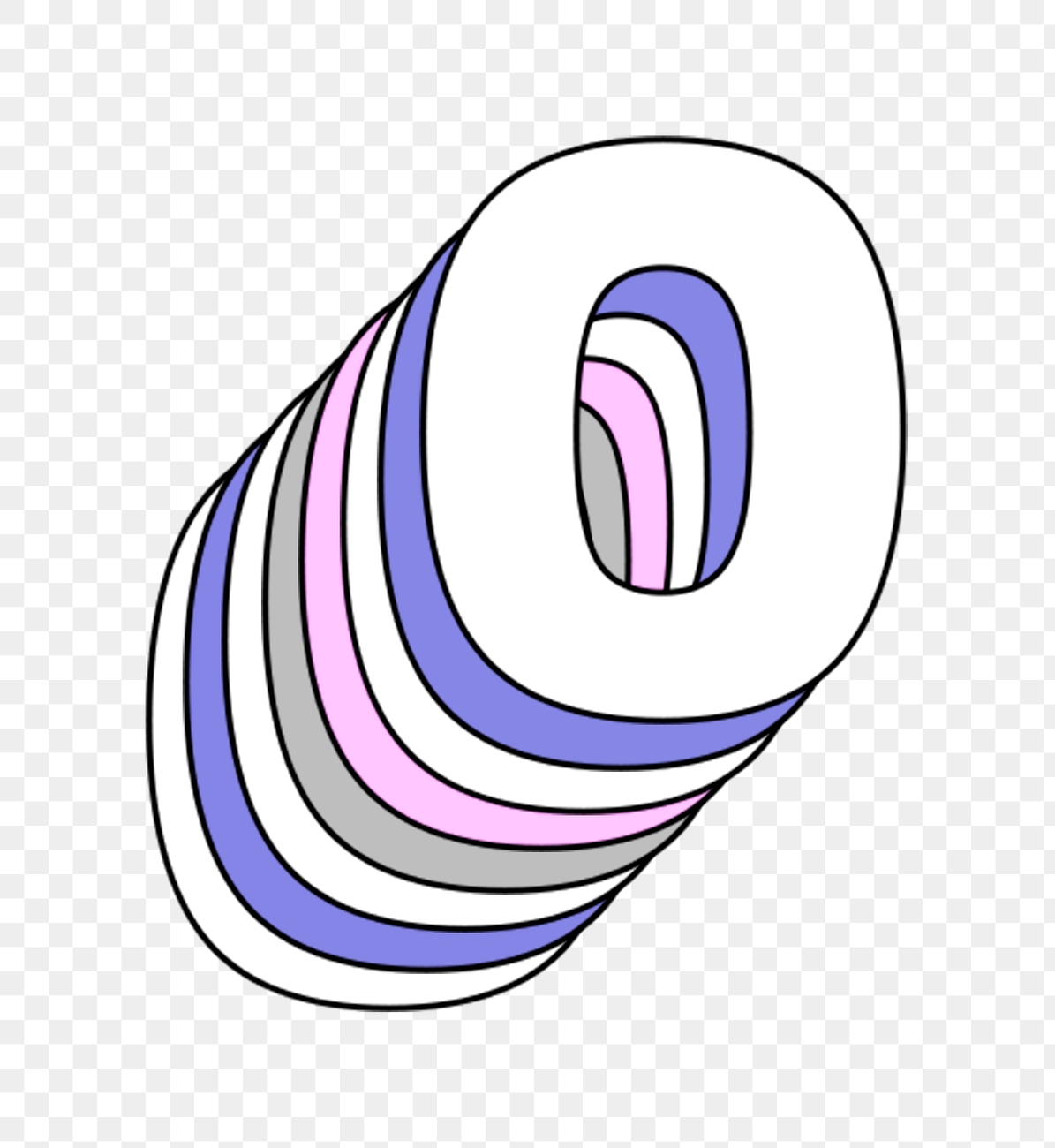 3d layered o letter pastel | Free PNG Sticker - rawpixel