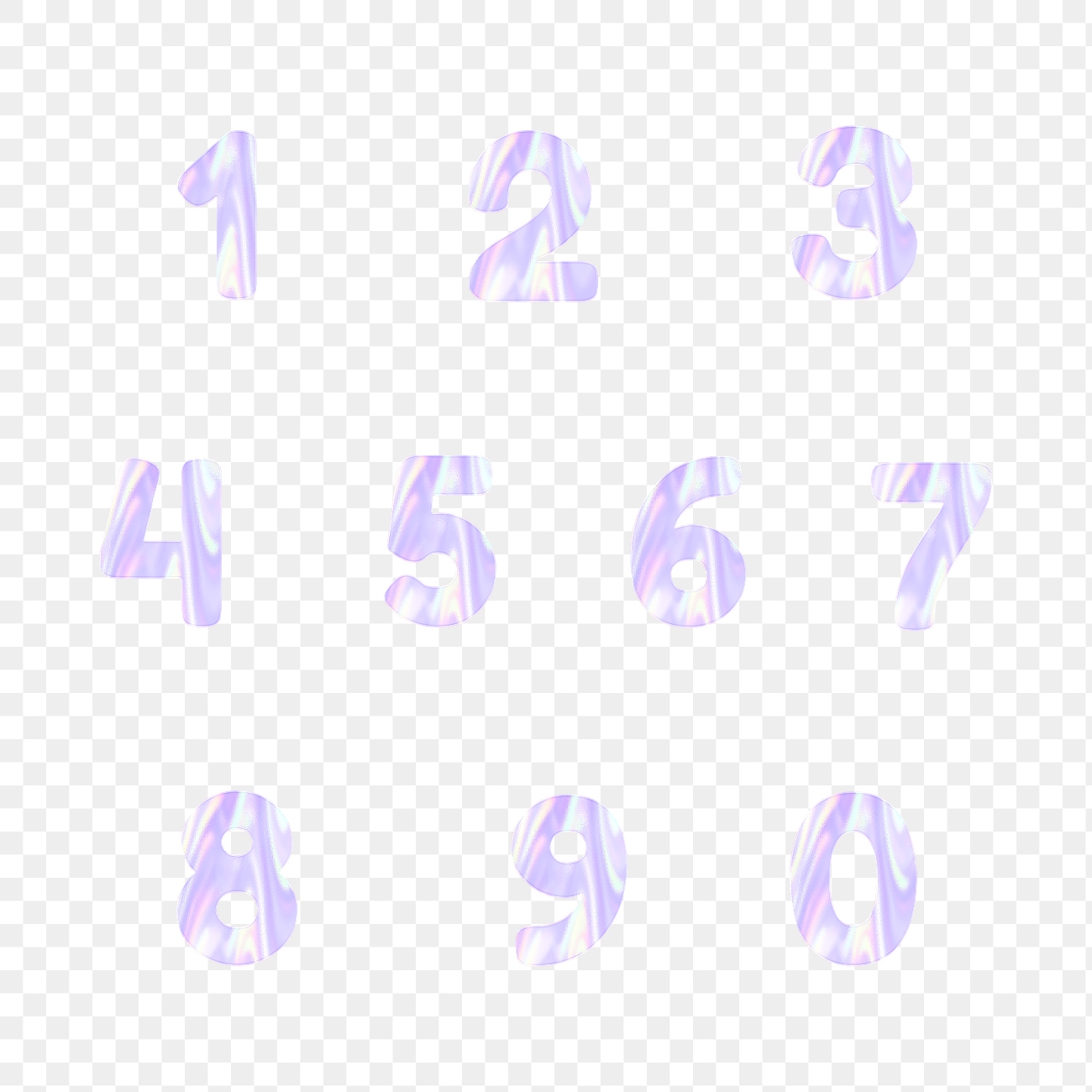 Pastel holographic font numbers png | Free PNG Sticker - rawpixel