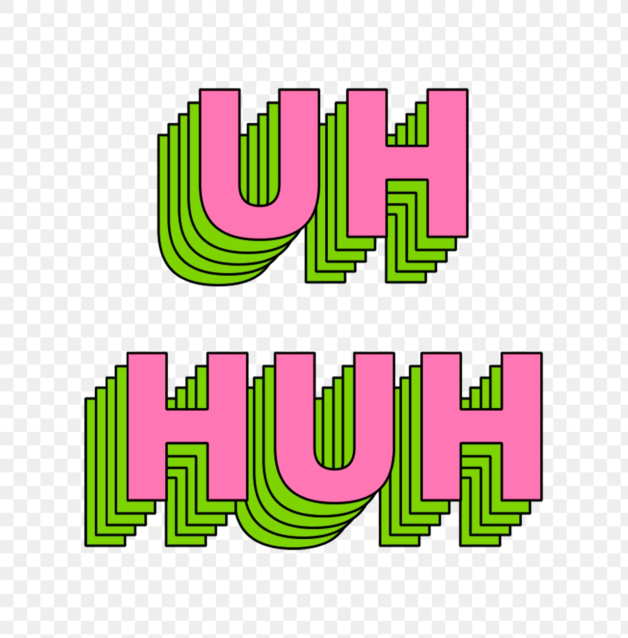 Retro multilayered uh huh png | Free PNG Sticker - rawpixel