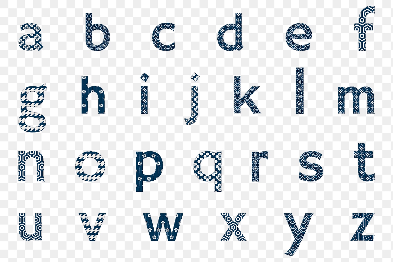 Png alphabet set japanese inspired typeface