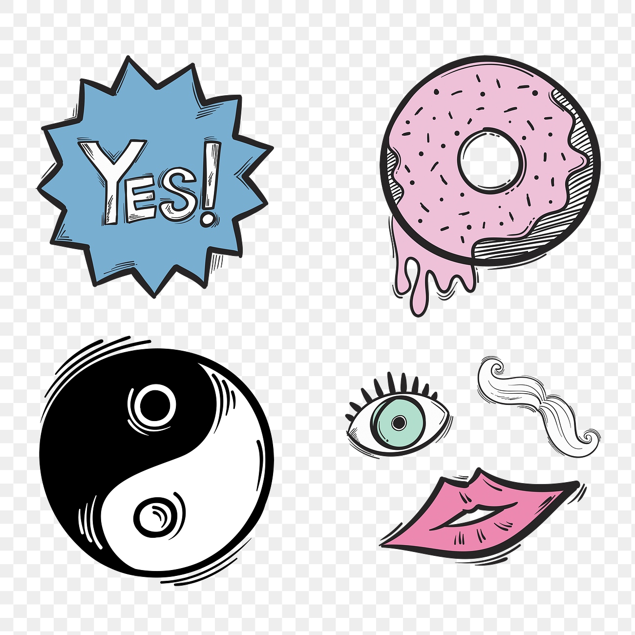 Funky png doodle social media | Free PNG Sticker - rawpixel