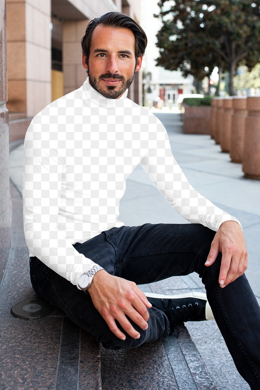 Png turtleneck mockup street style | Premium PNG - rawpixel