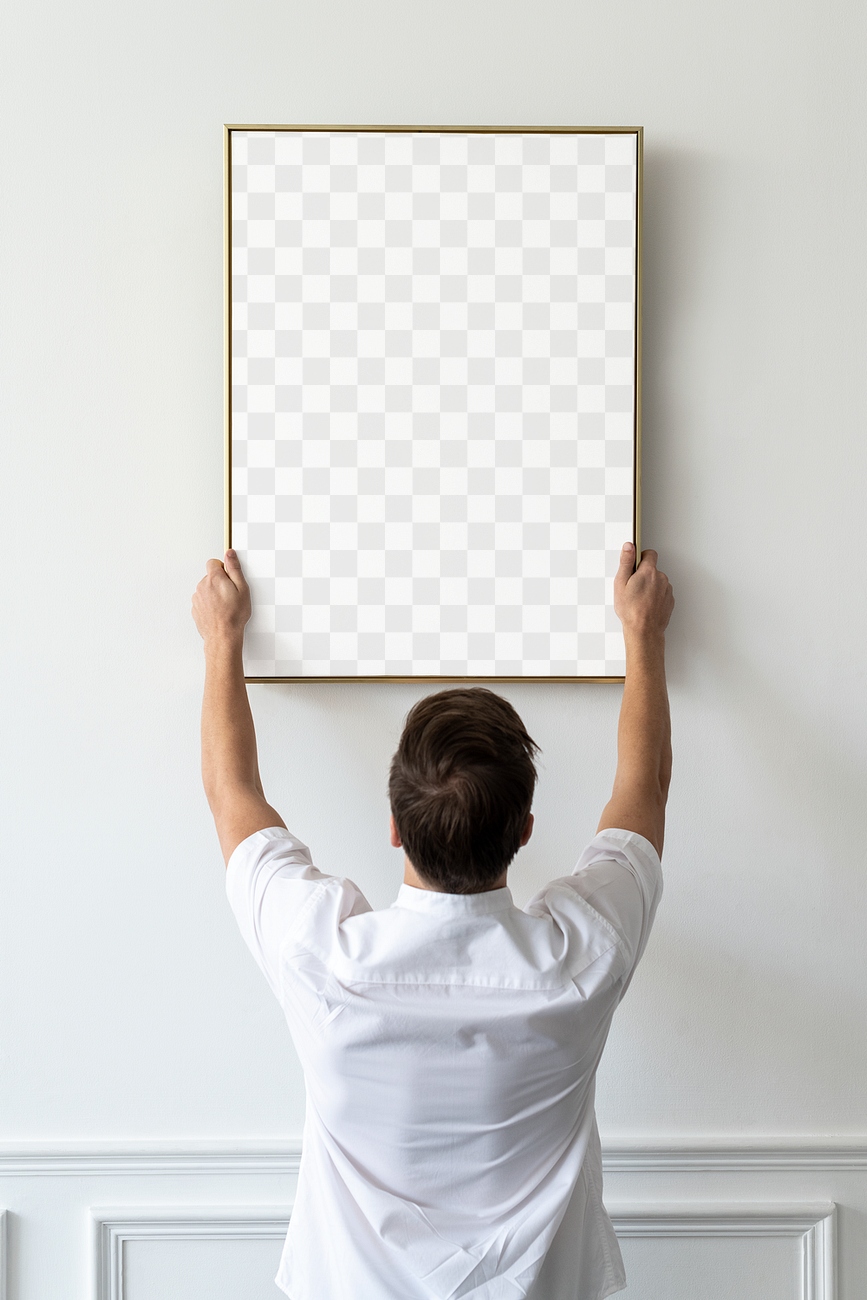 Transparent png frame being hung | Premium PNG Mockup - rawpixel