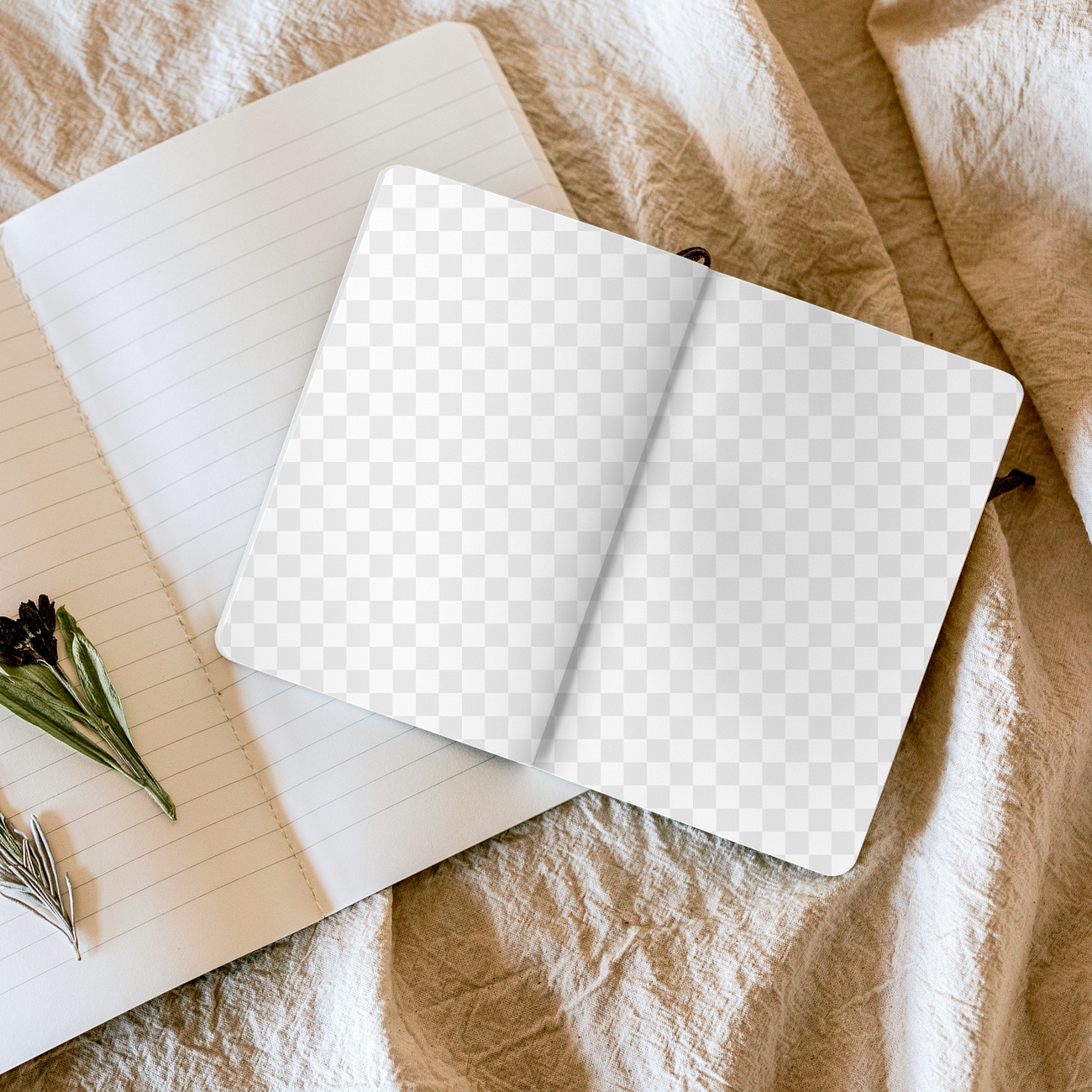 Open notebook png mockup with flowers | Free PNG - rawpixel